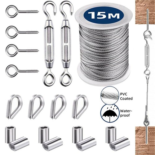 Kit de crochets de garde-corps de jardin pratiques 15 m cable 2 mm ...