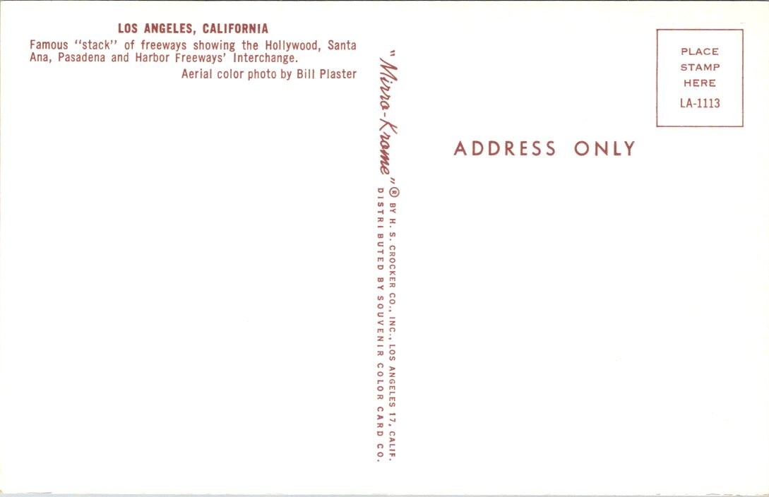 Postcard Los Angeles California Famous Stack Of Freeways Showing the ...