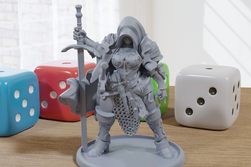 Greatsword Female Knight - 3D Printed Minifigures for Fantasy Miniature ...