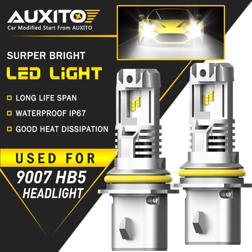 2X 9007 LED Headlight High Low Beam 6500K Bright White Bulb Conversion ...