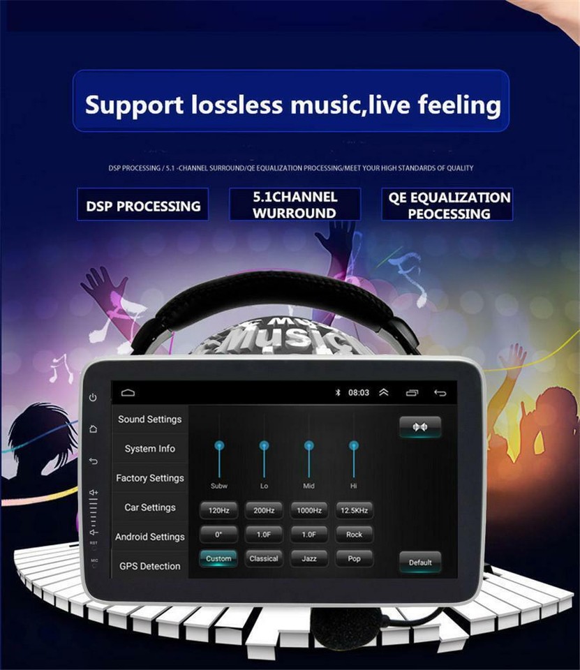 1DIN Rotatable 10.1'' Android 9.1 Touch Screen Car Stereo Radio GPS ...