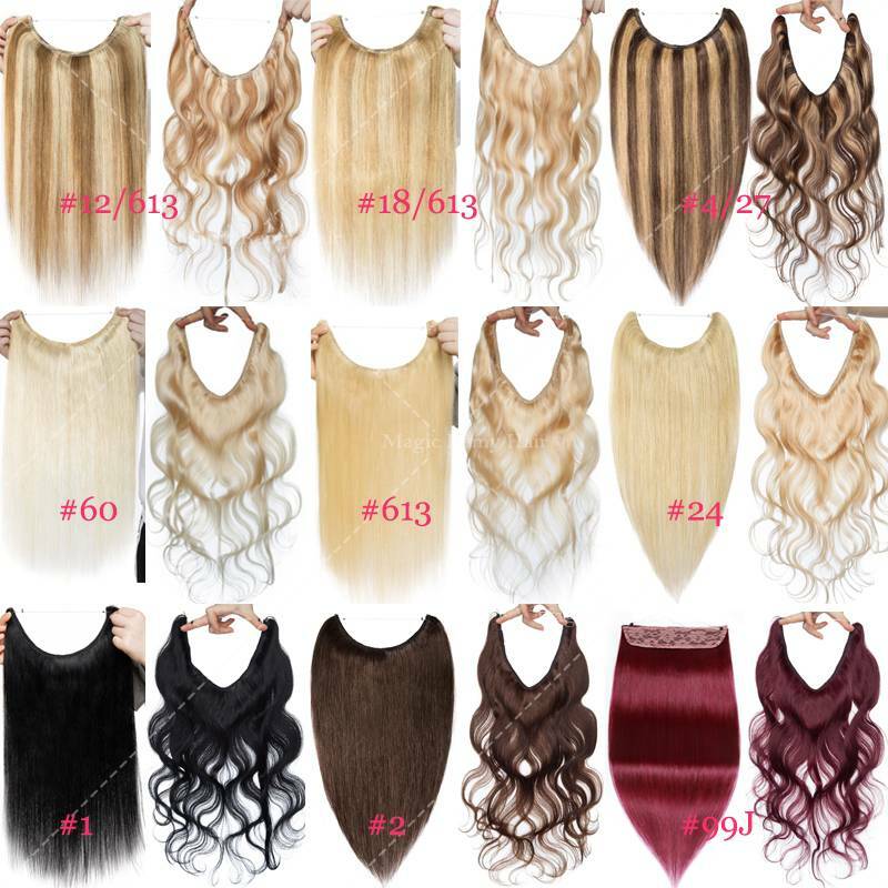 Secret Wire In 100% REAL Human Hair Extensions Hidden 120G Wrap On Band ...