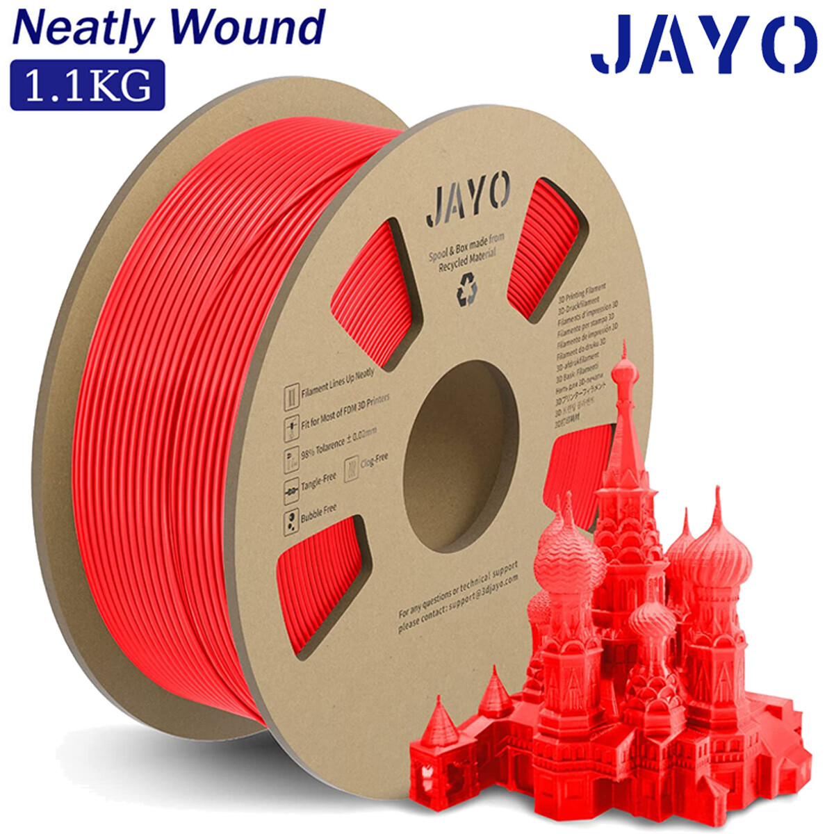 JAYO 1,75mm PLA PETG SILK PLA+ TPU ABS 3D Printer Filament 1.1KG Neatly ...