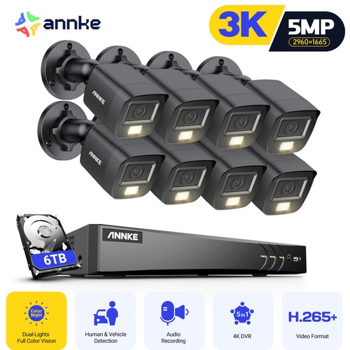 ANNKE 4K 8CH DVR HD 5MP Audio Security Camera System CCTV Outdoor AI ...