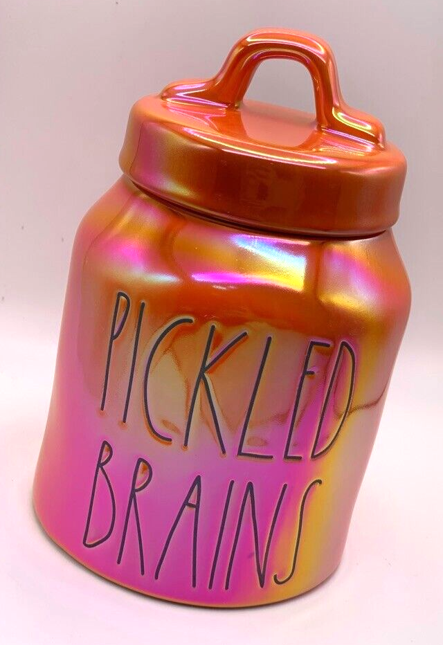 Rae Dunn "PICKLED BRAINS" Orange Iridescent Canister NIP VHTF | eBay