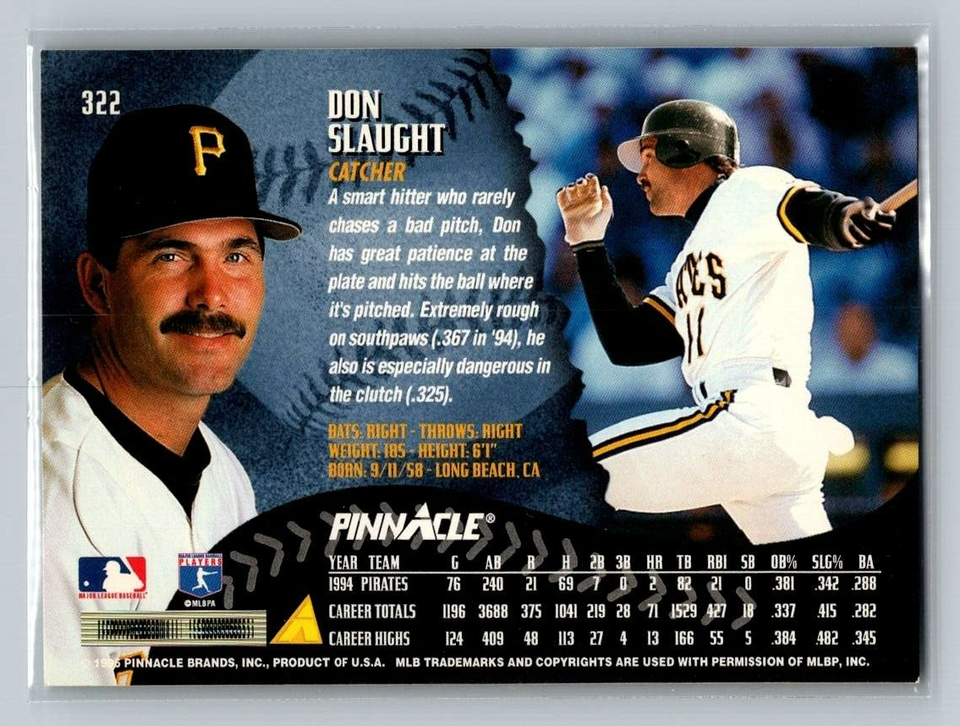 1995 Pinnacle Don Slaught #322 Pittsburgh Pirates 95-Pinnacle | eBay