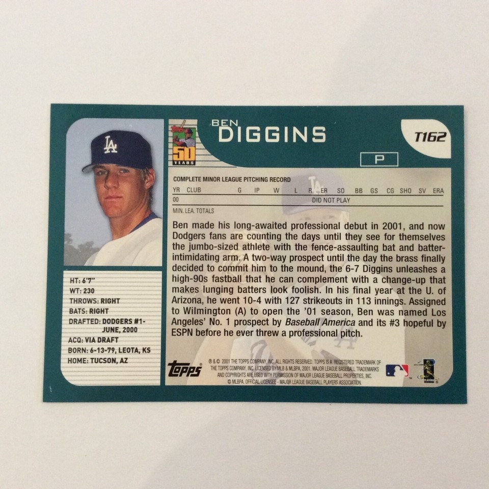 2001 Topps Traded T162 Ben Diggins Los Angeles Dodgers | eBay