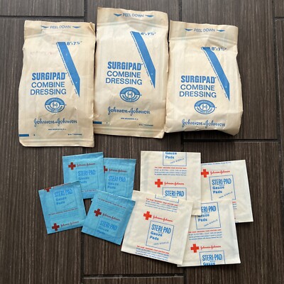 11 Vintage Johnson & Johnson Surgipad pads, Steri-Pad Gauze Combine ...