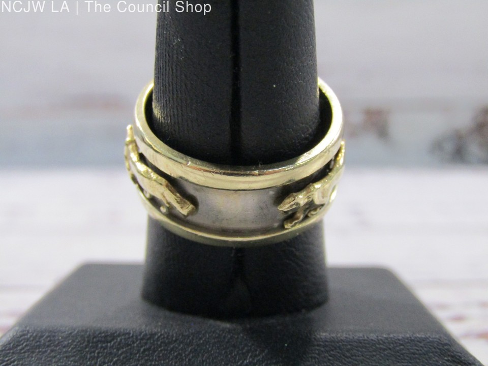 Vintage 14k Yellow Gold 10mm Panther Band Ring Size 8.5 | eBay