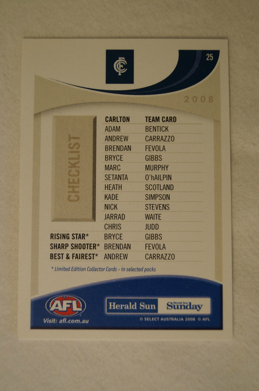 Carlton - Team Mascot and Checklist Card - Captain Carlton. | eBay ...