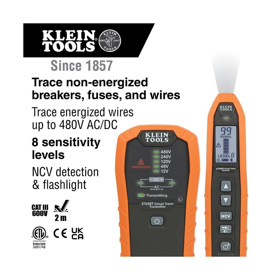 Klein Tools ET450 Advanced Circuit Breaker Finder and Wire Tracer Kit ...