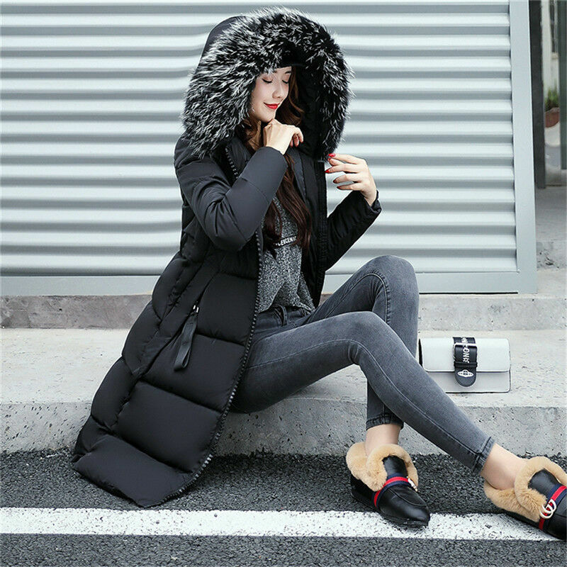Women Winter Slim hooded Warm Long Padded jacket Cotton jacket Coat ...