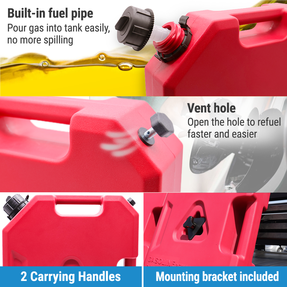 2 Gallon Fuel Tank Gas w/Bracket Off-Road Carry Spare Container Can ...