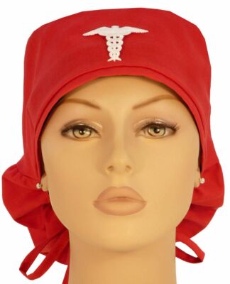 Surgical Chemo Big Hair - Cool Cap - White Caduceus on Red by Sparkling ...