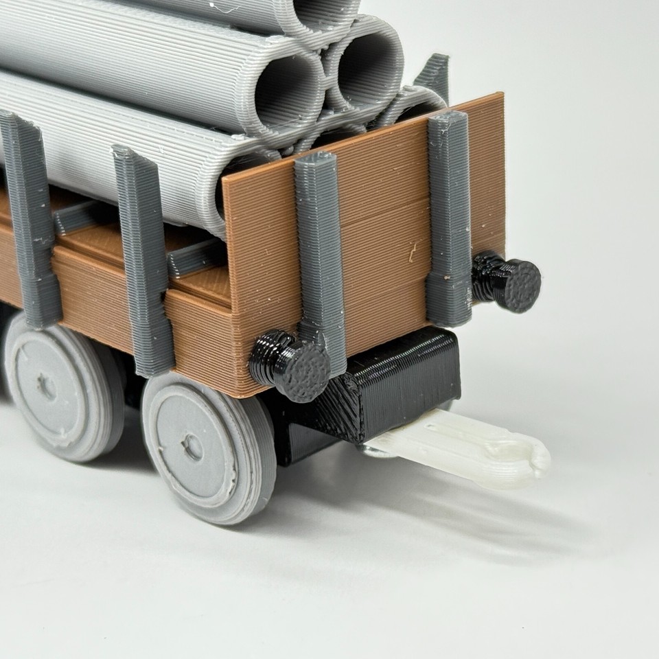Trackmaster Two Brown Flat Freight Cargo Trains Custom for Thomas Train ...