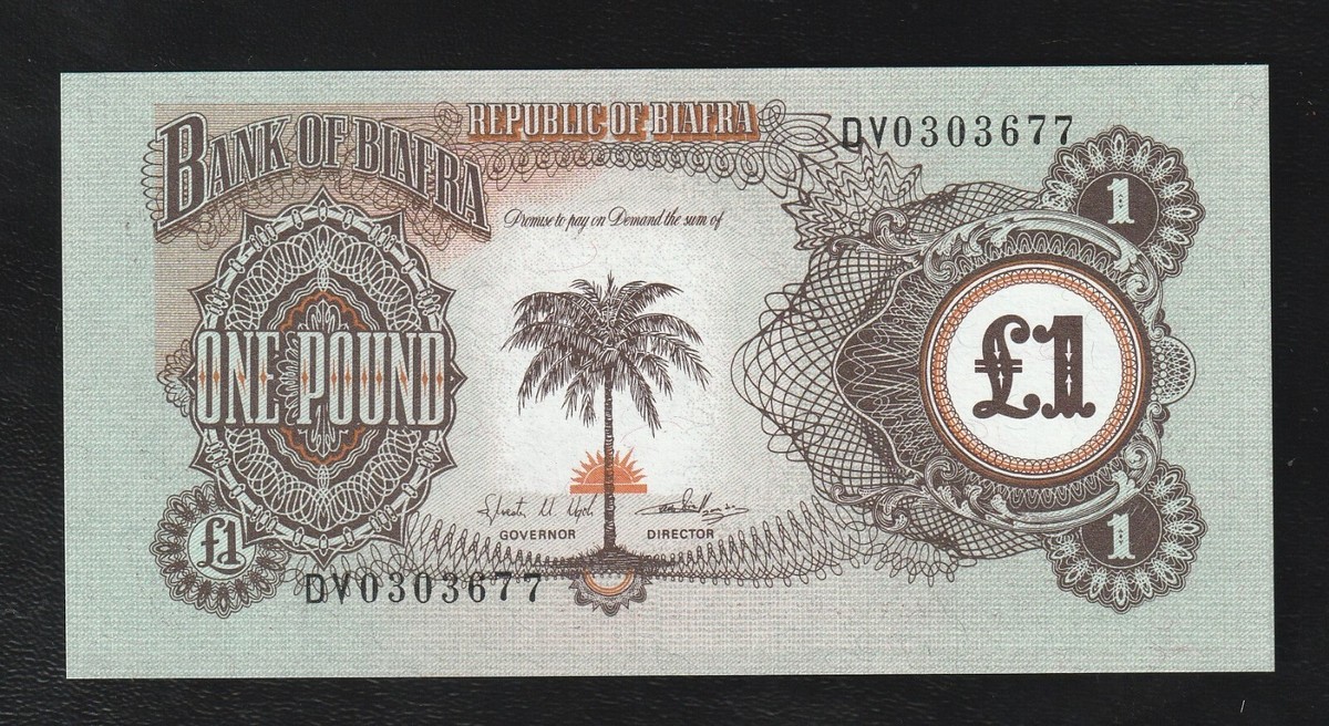 1968 Biafra Banknote Biafra 1 Pound Banknote P-5 (1968-1969 ...