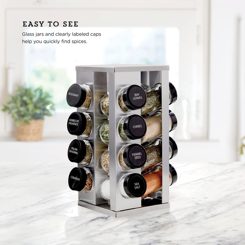 Kamenstein 16 Jar Heritage Revolving Countertop Spice Rack Organizer ...