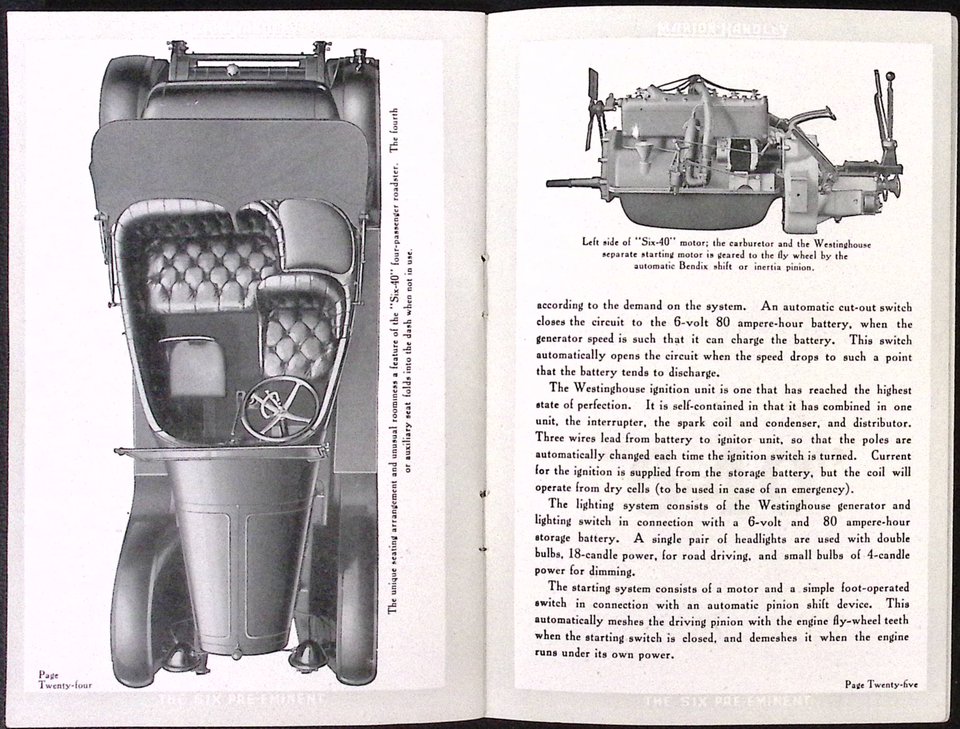 1917 Marion Handley The Six Pre-Eminent Roadster Auto Brochure | eBay