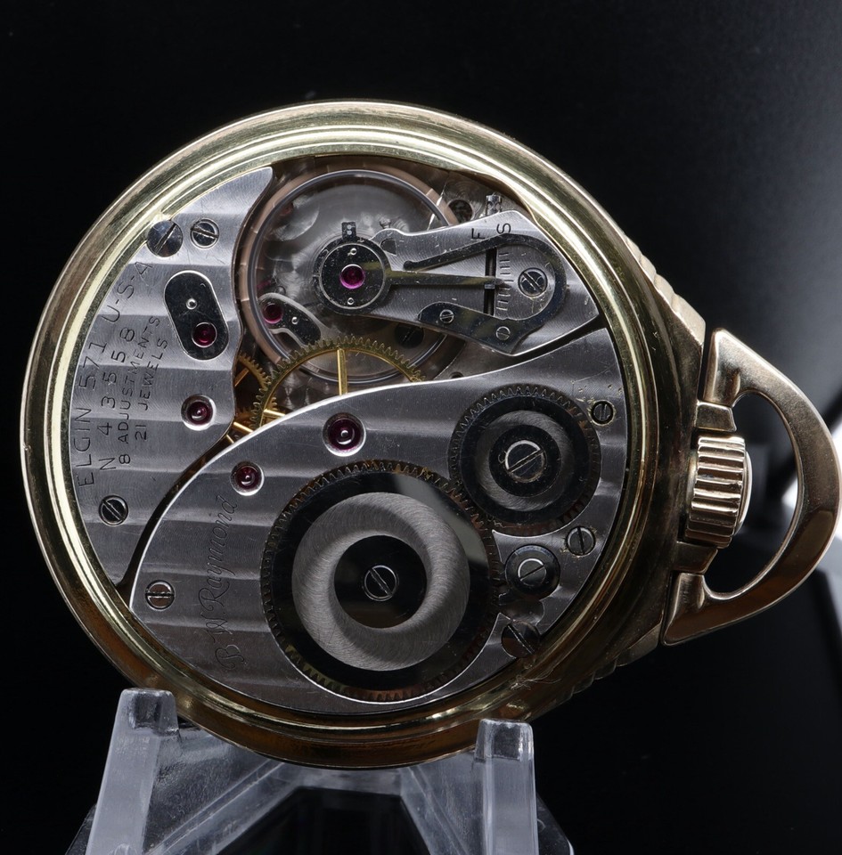 1951 Elgin B W Raymond 21 Jewel G/F OF Railroad Grade 571 16s Pocket ...