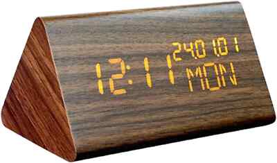 New Digital Alarm Clock Wooden Bedside Clock with Time & Dy Display ...