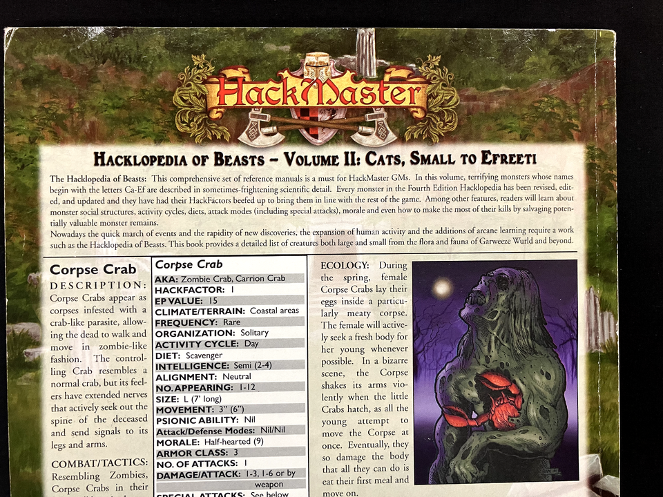 HackMaster: Hacklopedia of Beasts Vol II RPG 2001 Kenzer and Company ...