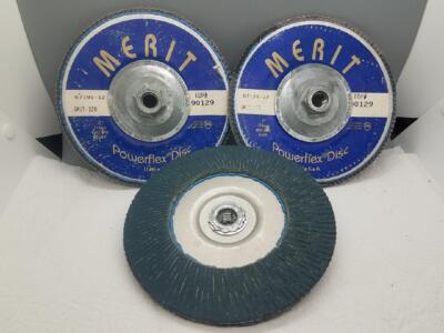 MERIT 7" X 5/8-11 120 GRIT TYPE 29 POWERFLEX FLAP DISCS LOT of 3 DISCS ...