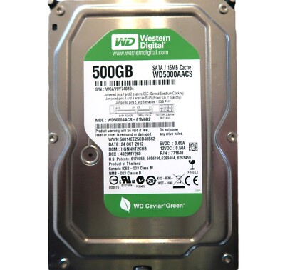 WD WD5000AACS-61M6B2 DCM:HGNNHT2CHB (WCAV) Thailand 500gb 3.5" Sata HDD ...