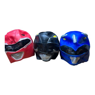 Vintage 1995 Mighty Morphin Power Rangers RED Blue Black Latex Mask ...