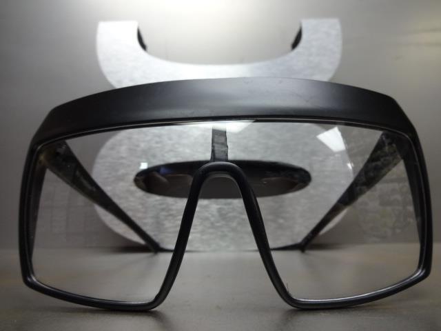 OVERSIZED EXAGGERATED Modern Retro SHIELD Clear Lens EYE GLASSES XL ...