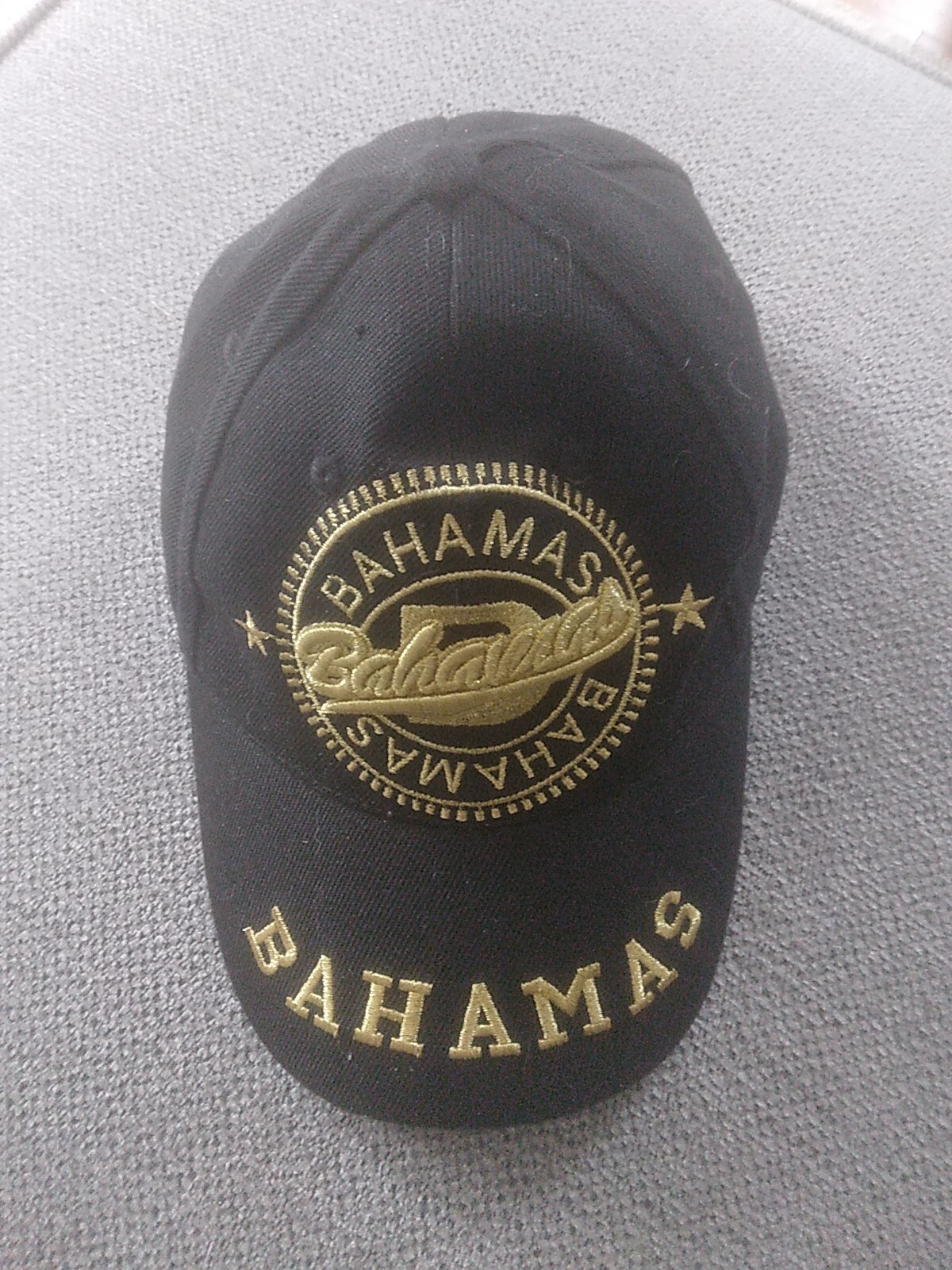 Nassau Bahamas Baseball Hat Black Gold Embroidered 5… - Gem