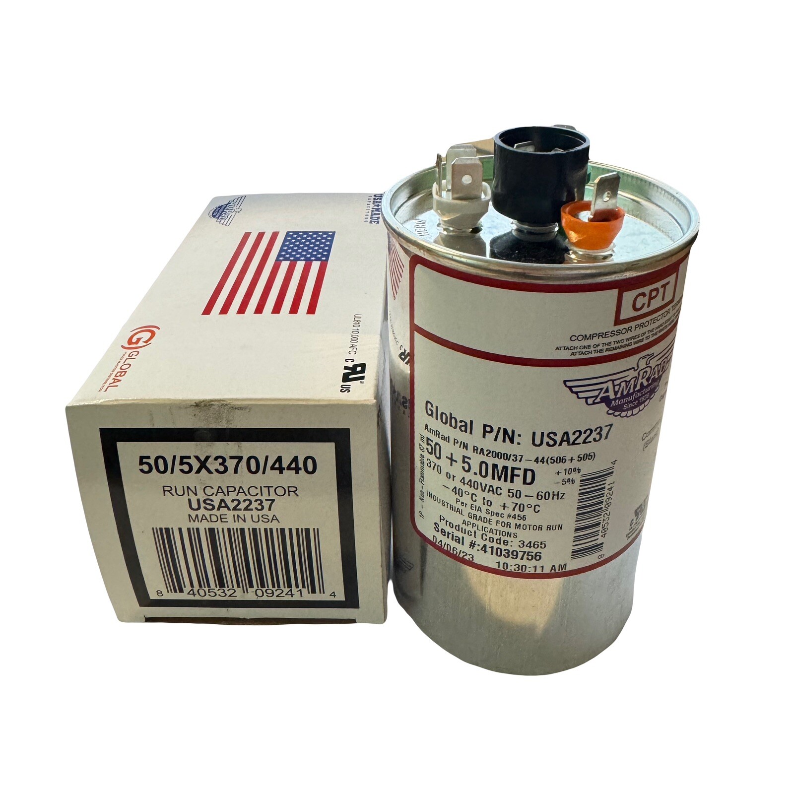 50 + 5 MFD AmRad Run Capacitor- Latest Model 370/440VAC - Genuine USA ...