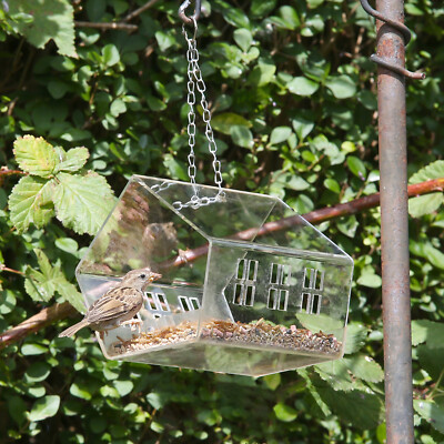 Large House Shaped Garden hanging Bird Feeder Seed Nut Mealworm Clear Perspex | eBay UK
