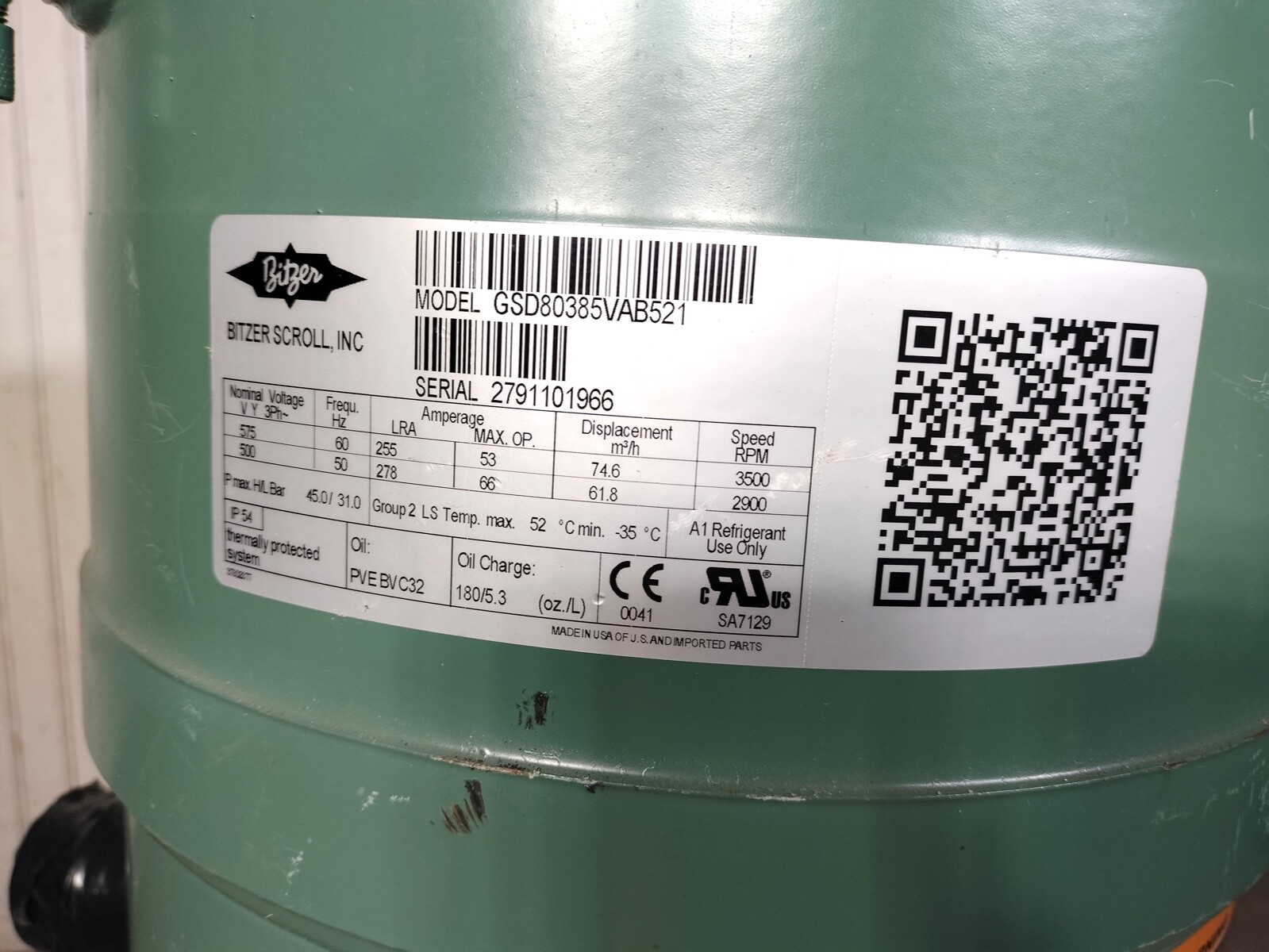 NEW - Bitzer Scroll Compressor GSD80385VAB521 | eBay