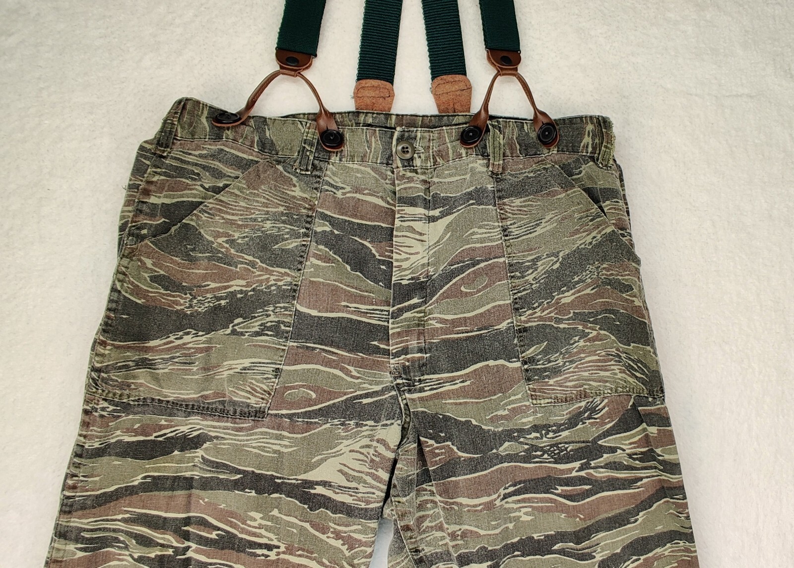 Vintage 70s Ranger Camo Pants W/Suspenders Made in USA Hunting 2492 | eBay