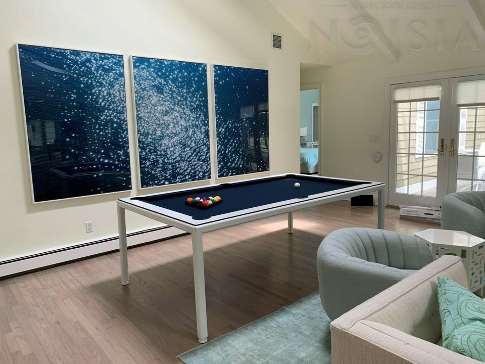 White 8' Modern Convertible Pool Billiard Table 'Ultra'; dining/desk ...