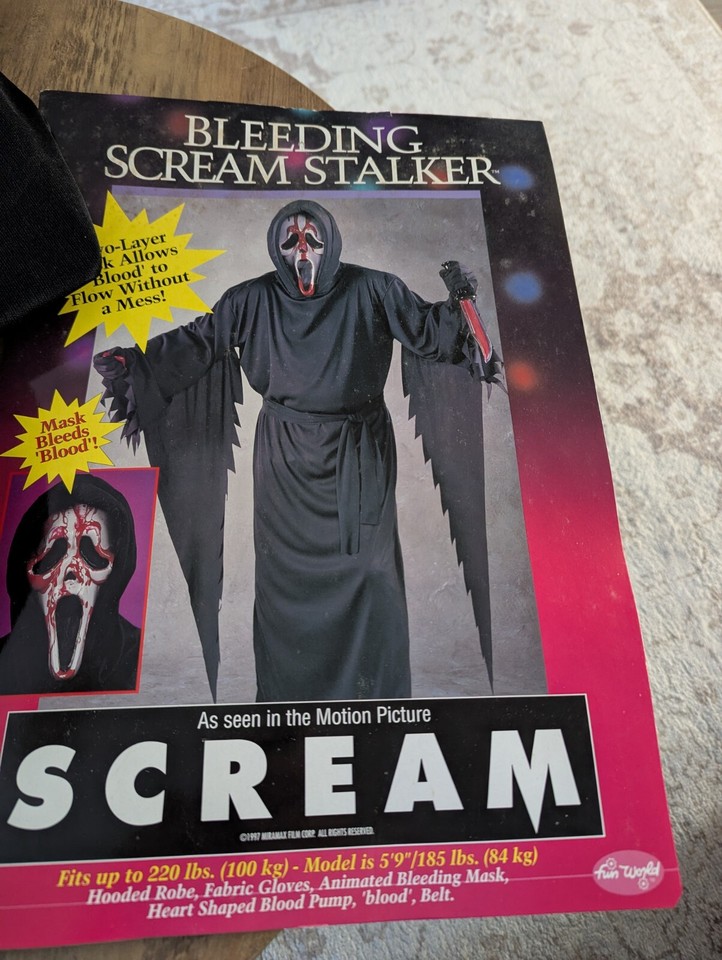 1997 Bleeding Scream Stalker Costume, Scream Mask Fun World, Hard To ...