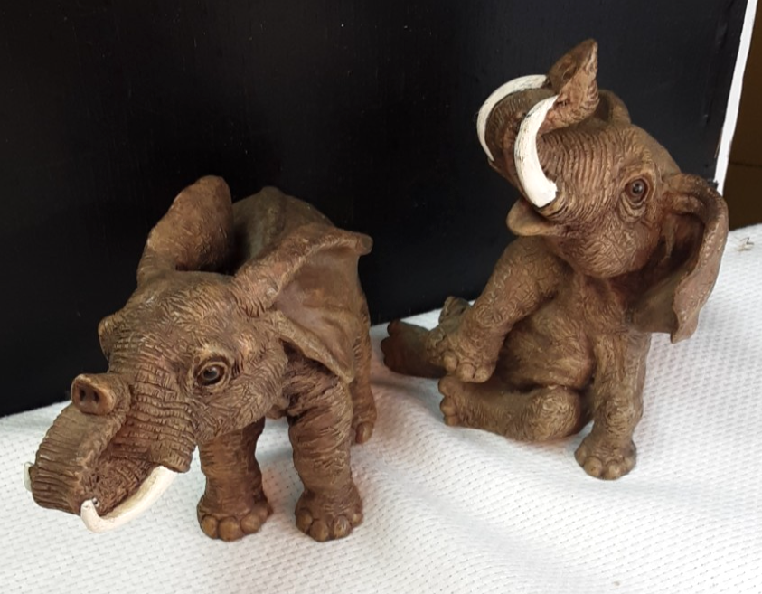 Elephant statues (2) lot... Heavy Weight/ Hand Painted Ceramic | eBay