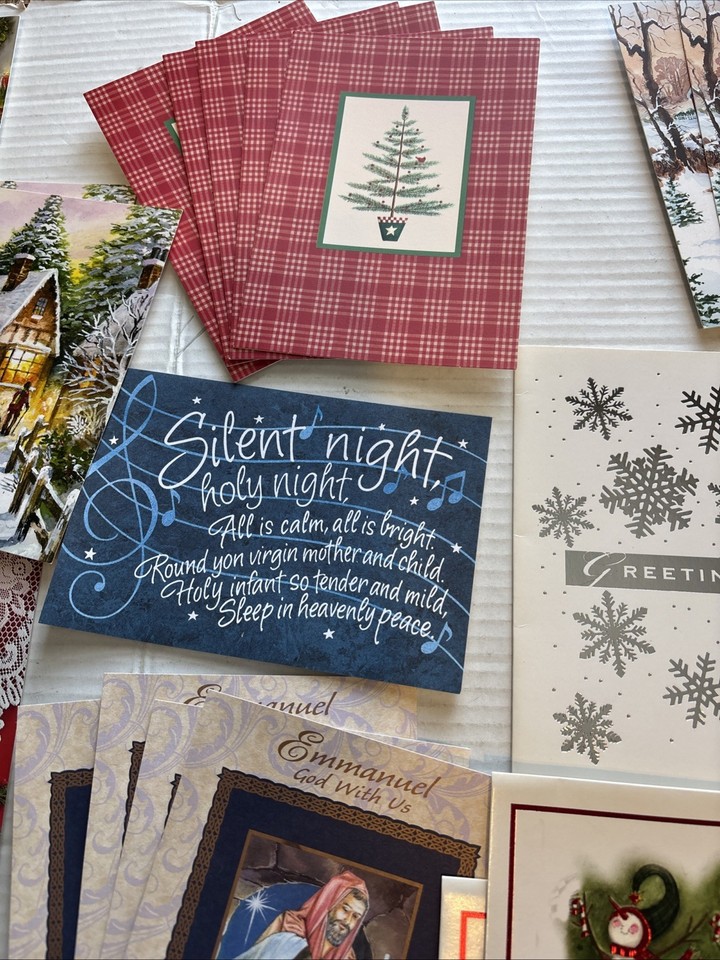 Lot Of 55 New Christmas Cards W/ 52 Envelopes Assorted, Unused, Open ...