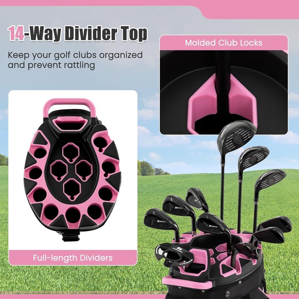 ULTIMATE 14-Way Golf Cart Bag, Golf Bag W/Molded Lock Top & Full Length ...