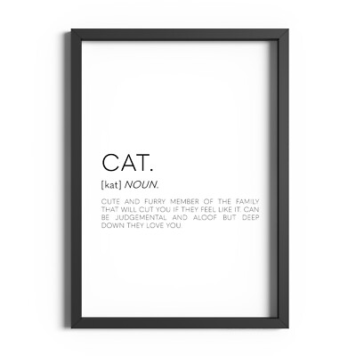 Cat Definition Print Pet Wall Art Home Decor Funny Poster Prints Gifts ...