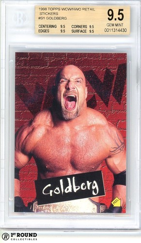 Goldberg BGS 9.5: 1998 Topps WCW/nWo Retail Stickers Rookie True Gem ...