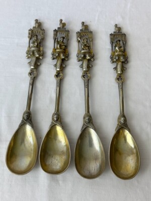 Circa 1850's A set of Four Large Silver Apostle Spoons, unidentified ...
