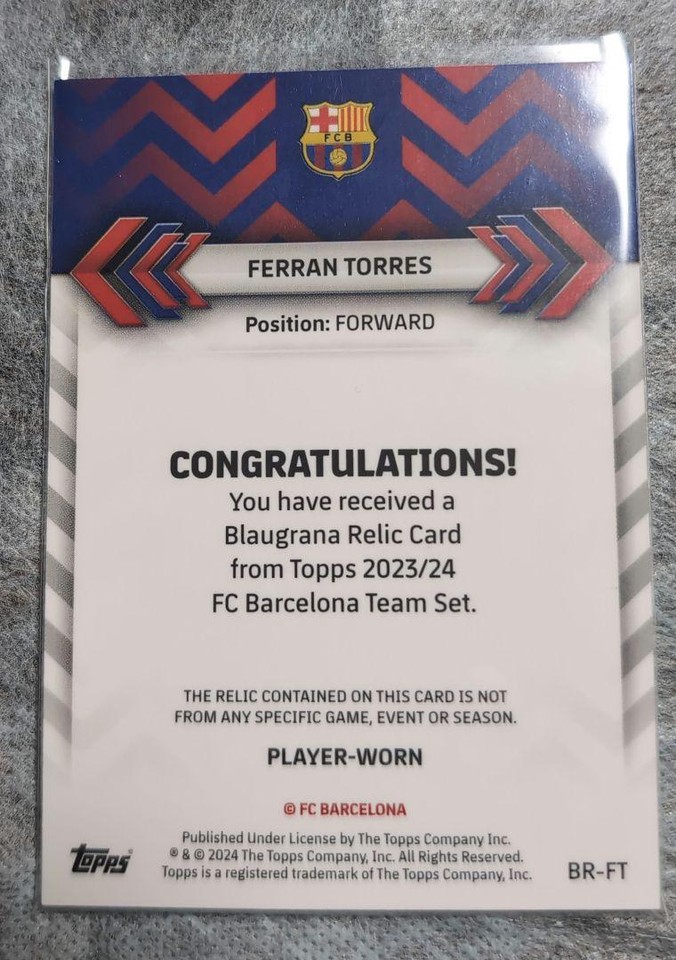 Ps Barcelona Ferran Torres Jersey Card To 250 Pieces | eBay