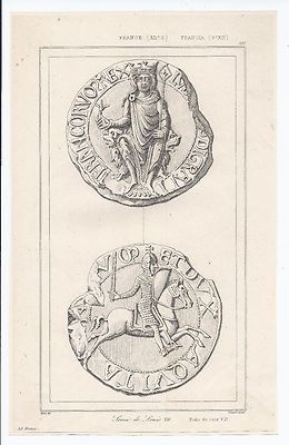 Louis VII Stamp Engraving. S.XIX. Louis XVII engraved seal. S.XIX ...