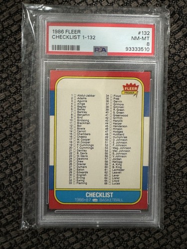 1986 Fleer Basketball Checklist #132, PSA 8 NM-MT | eBay