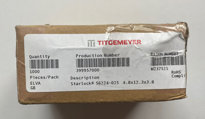 Opened Box of 1000 Titgemeyer Starlock S6224-02S Push-On SS Cap ...