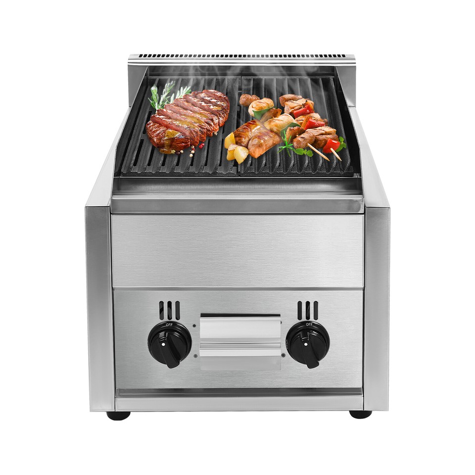 New Commercial Countertop Char Broiler Grill 2 Burner Gas & Propane ...