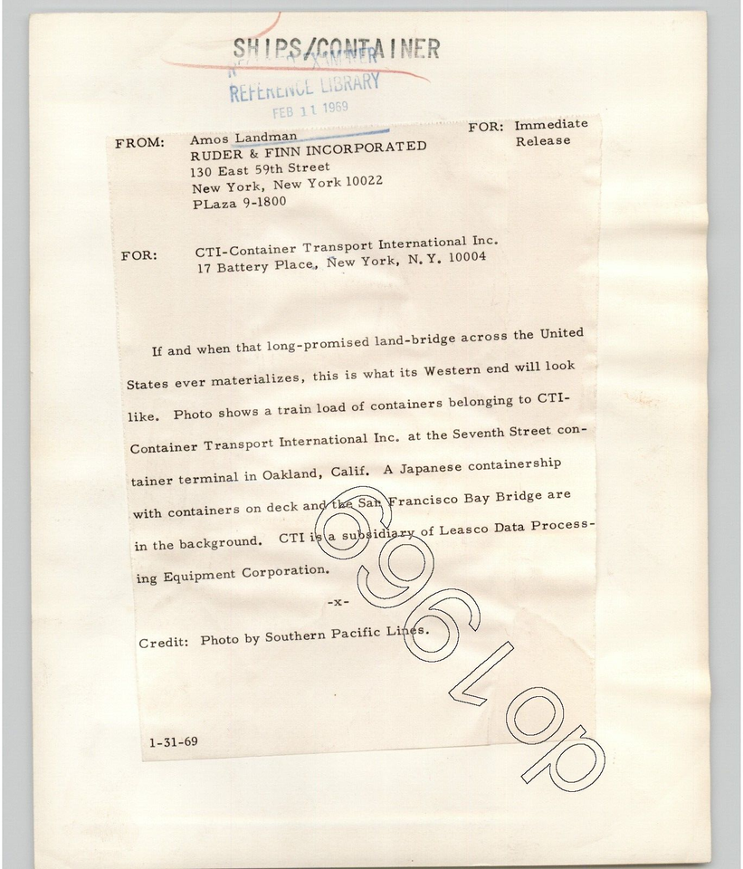 CTI Container Transport International Inc OAKLAND CA 1969 Press Photo ...