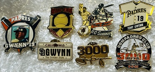 Tony Gwynn San Diego Padres Set of 7 Vintage PINS 3000 hits Hall Fame ...