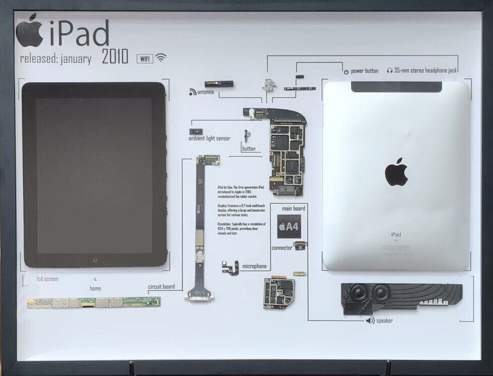 Disassembled iPad/Mini Teardown With Frame, Deconstructed iPhone Art ...